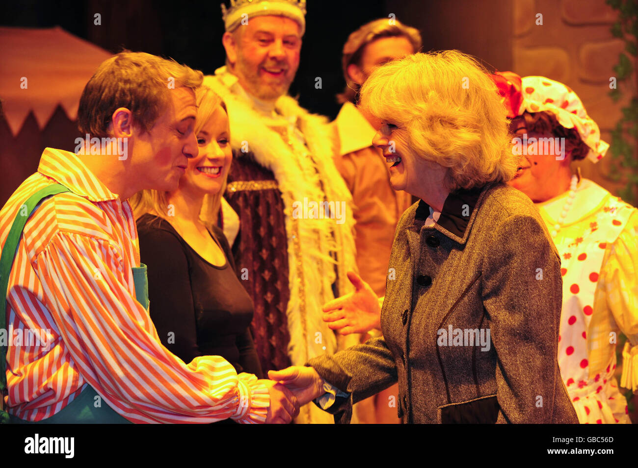 The Duchess of Cornwall meets Jon Monie, who plays Simple Simon in the ...