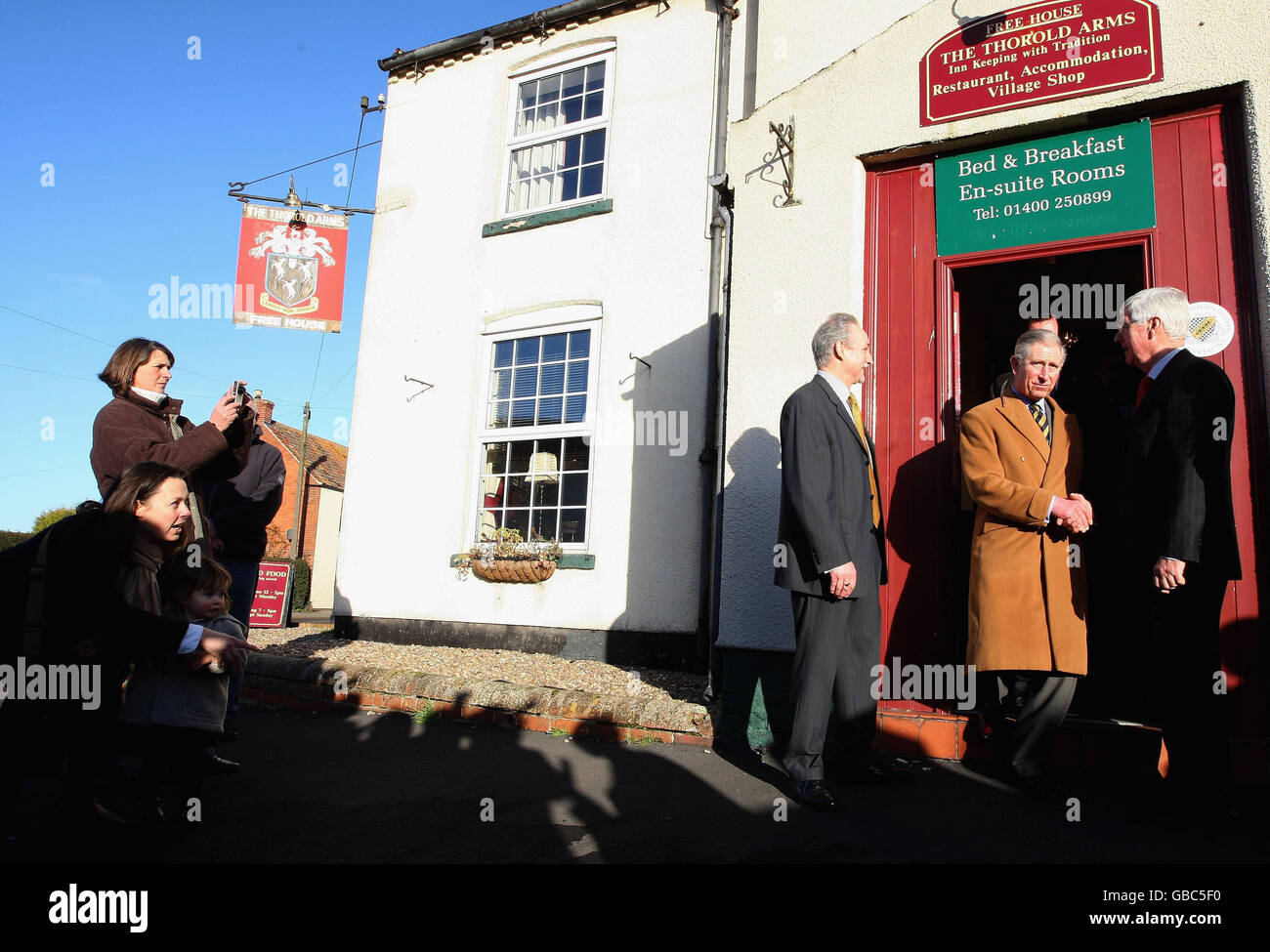 The Prince of Wales meets local residents in the village of Marston as ...
