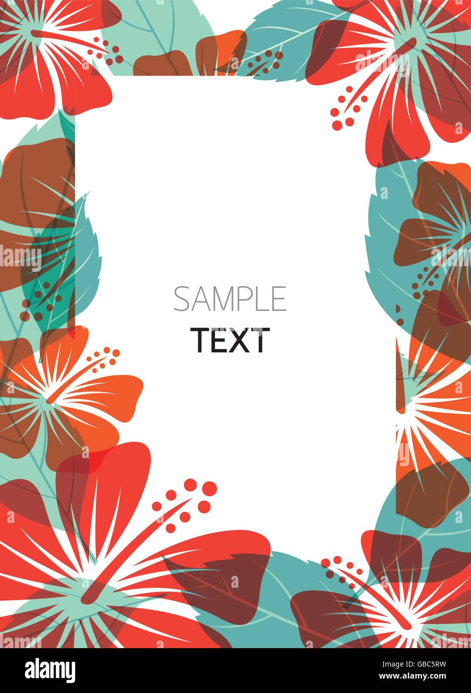 Hibiscus Frame, Flowers, Tropical, Summer, Border, Poster Stock Vector ...