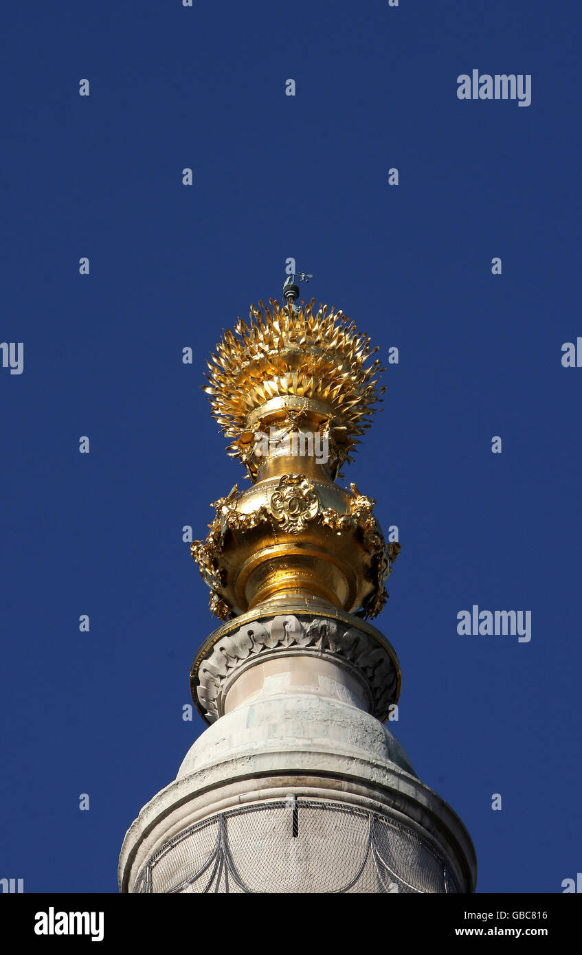 General view of the Monument, Monument Street, central London Stock ...