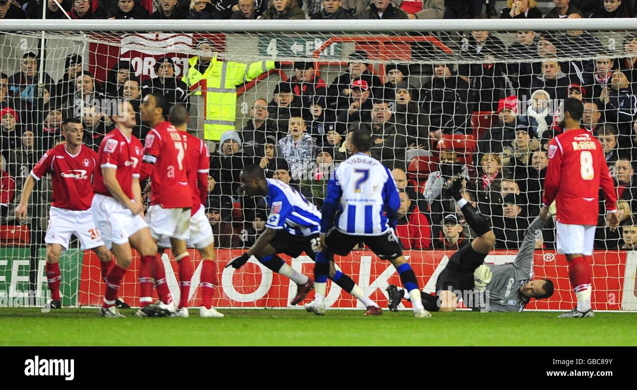Sheffield Wednesday's Jermaine Johnson (centre) celebrates scoring the ...