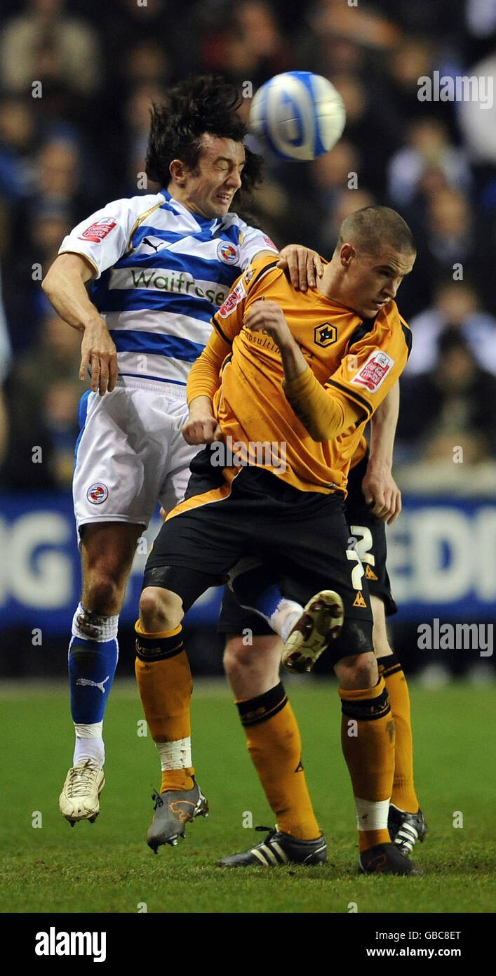 Reading's Stephen Hunt and Wolves' Michael Kightly battle for possesion ...
