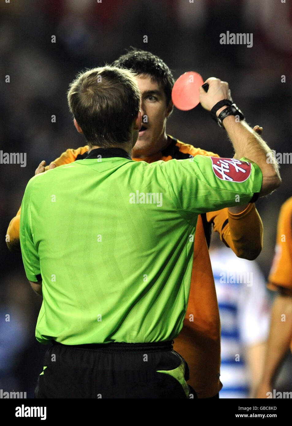 Wolves' Neill Collins is sent off during the Coca-Cola Championship ...