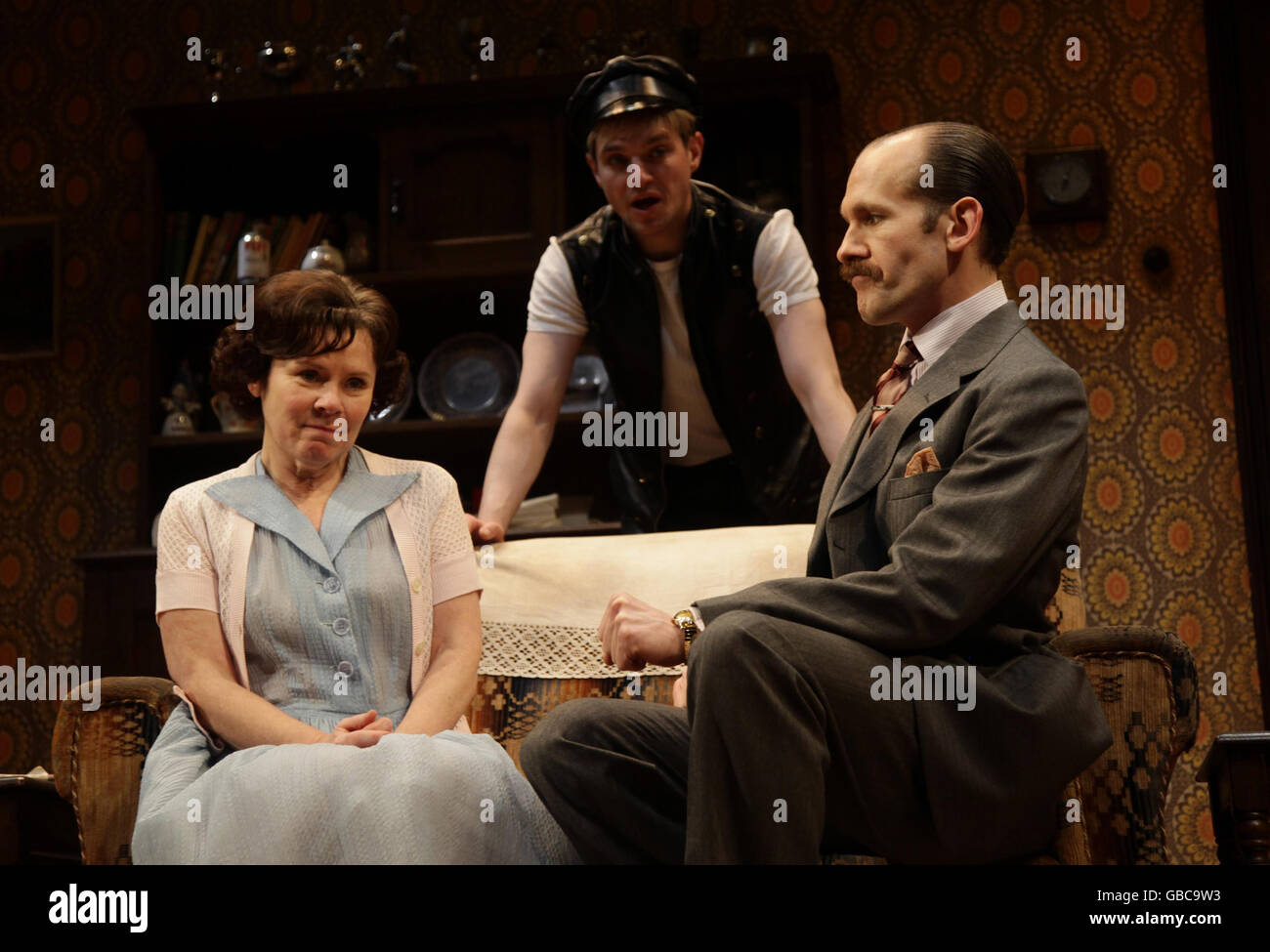 From left to right: Cast members Imelda Staunton as Kath, Mathew Horne ...