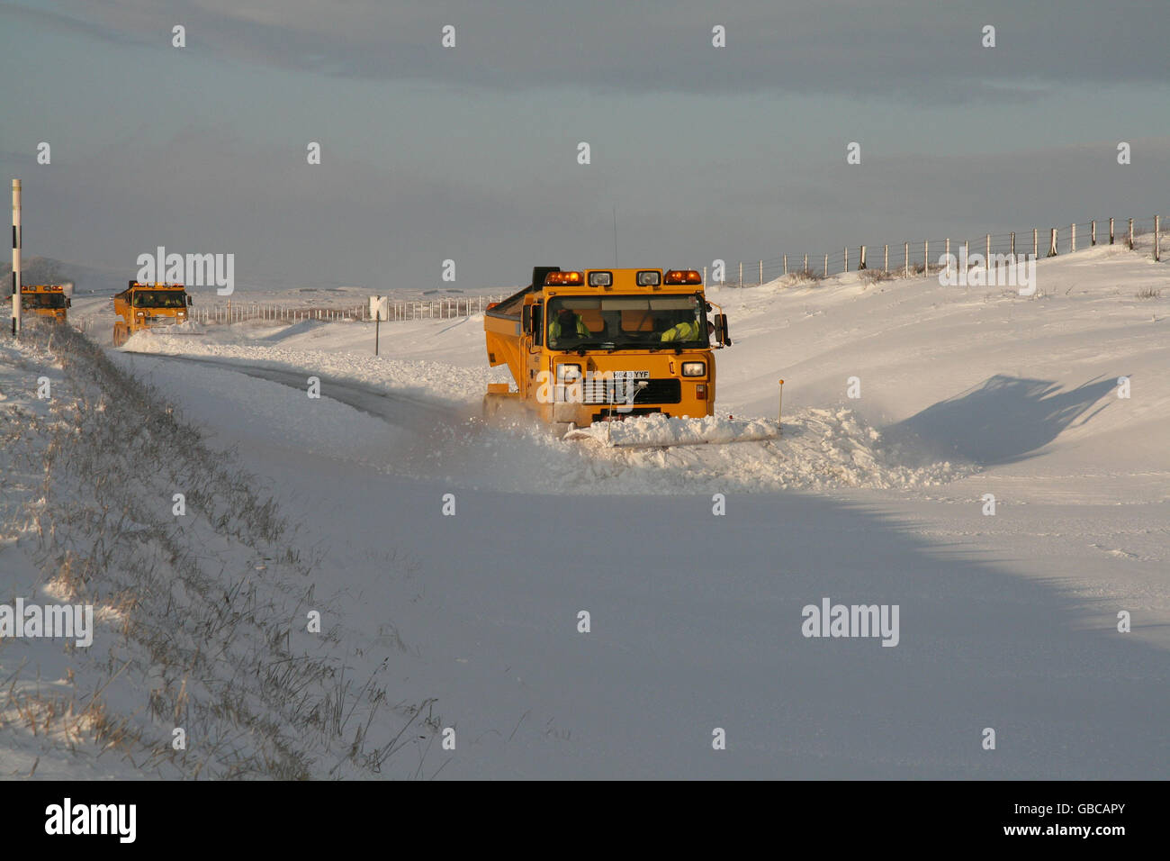 Snow ploughs clear the A66 in County Durham, which drifted upto 8ft ...