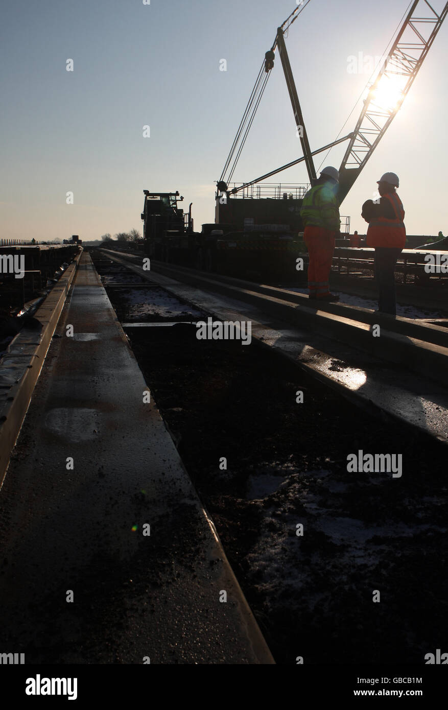 Silhouette sunlight light shadow tracks crane general view hi-res stock ...