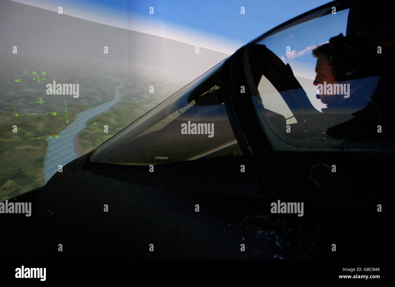 Scotland squad member Craig Hamilton tries out the flight simulator at ...