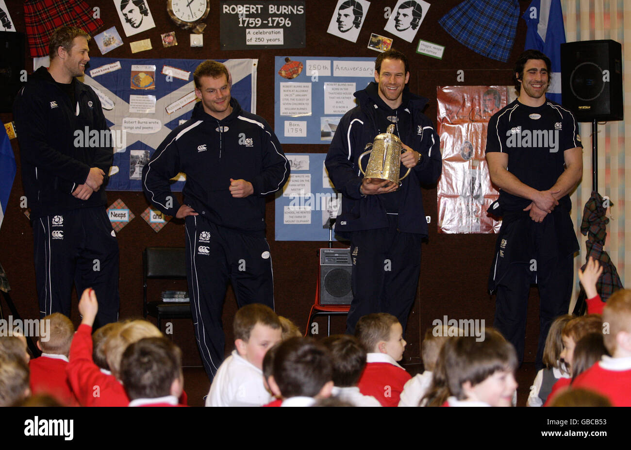 Rugby union scotland photocall balmullo primary school hi-res stock ...