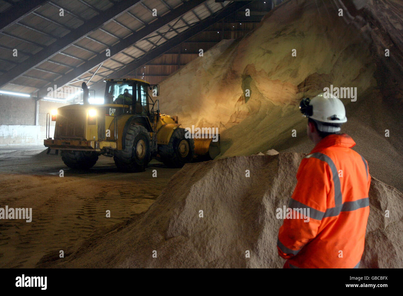 Salt is unloaded into a storage facility at the Irish Salt Mining ...