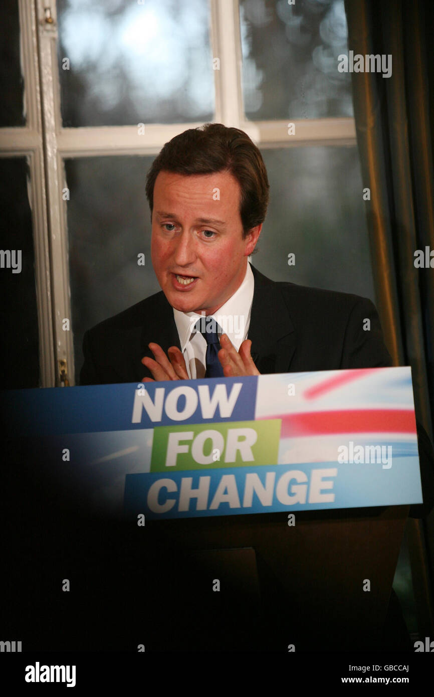Conservative Party leader David Cameron delivers a speech on the ...