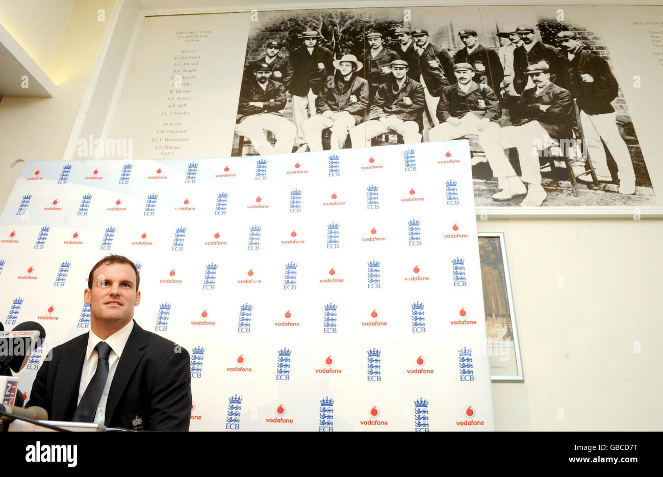 Andrew strauss during a press conference at lords cricket ground hi-res ...