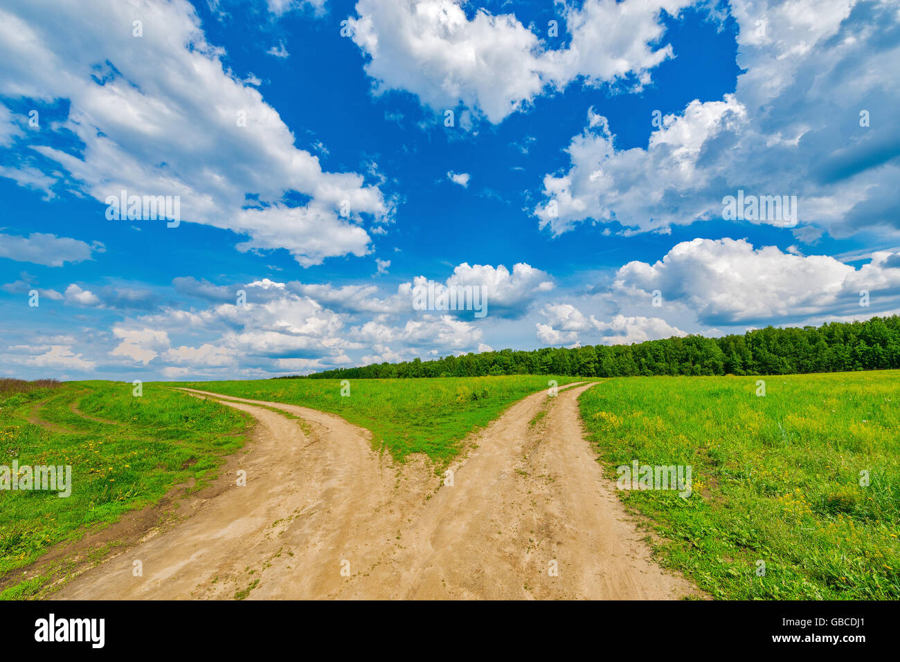 Junction of two roads hi-res stock photography and images - Alamy