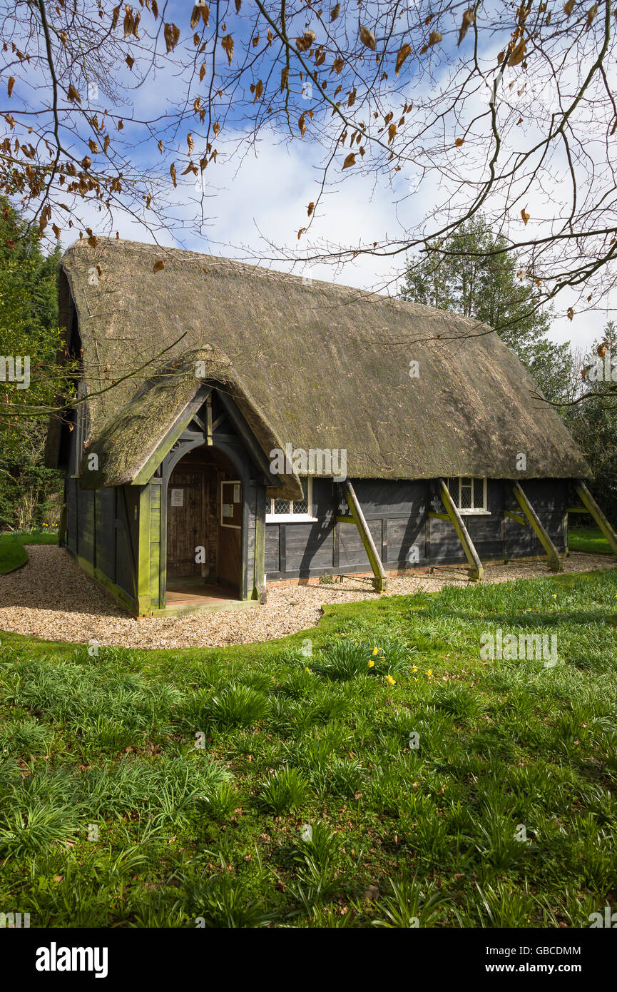 A rare thatched English village church in Sandy Lane Chippenham UK ...