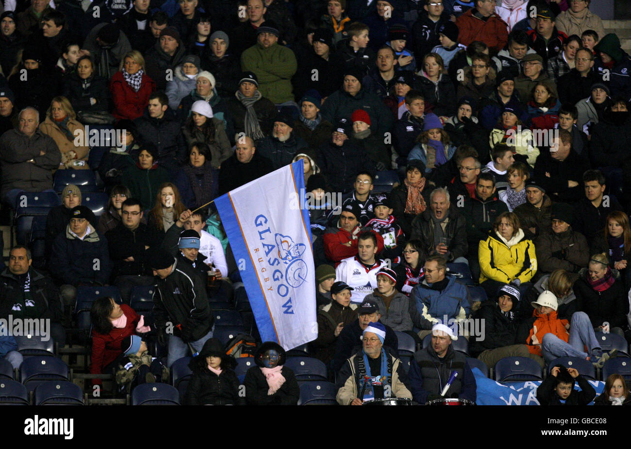 Glasgow rugby fans watch the action from the stands hi-res stock ...