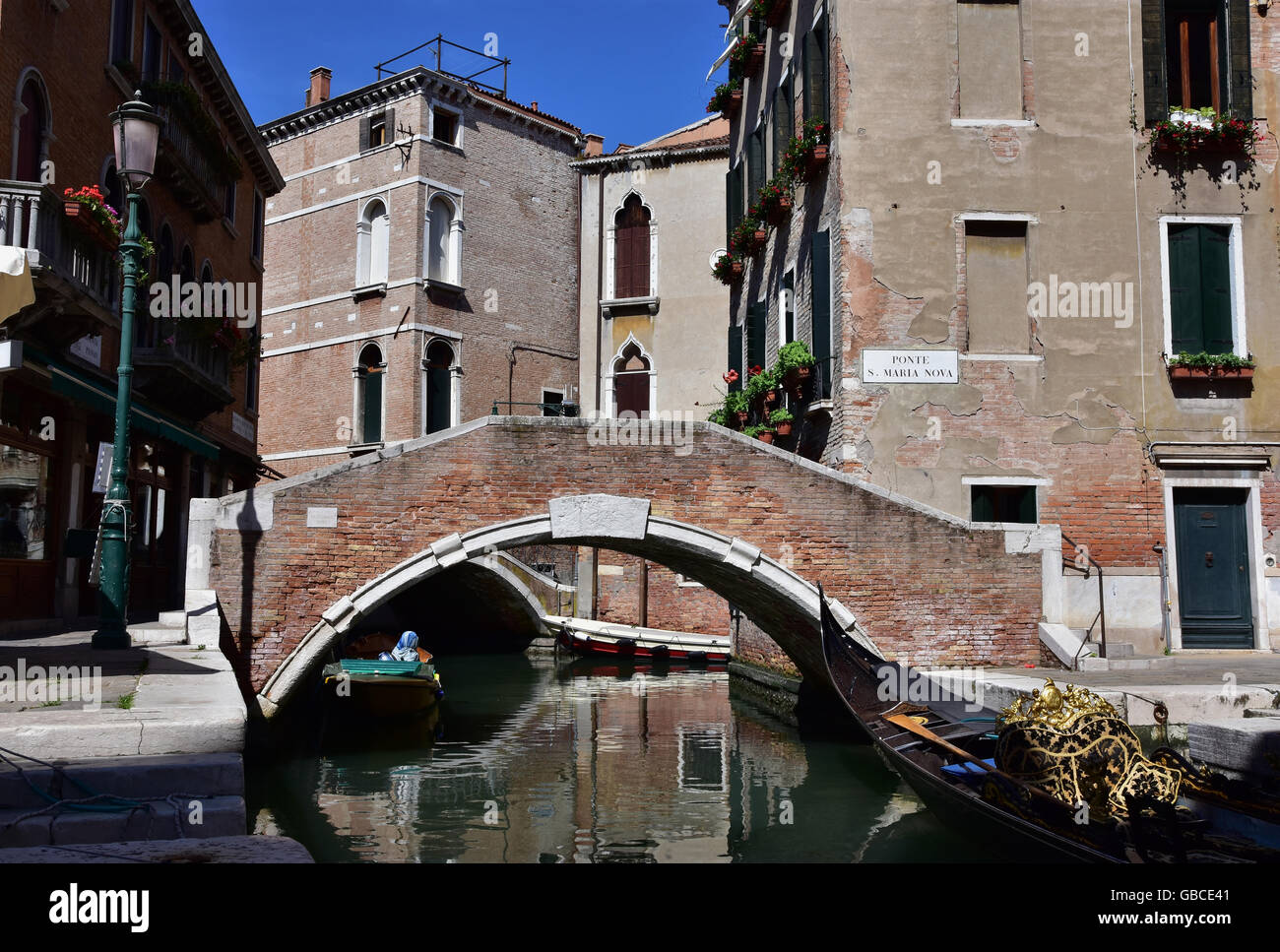 Santa Maria Nova bridge. A typical venetian bridge in the center of the ...