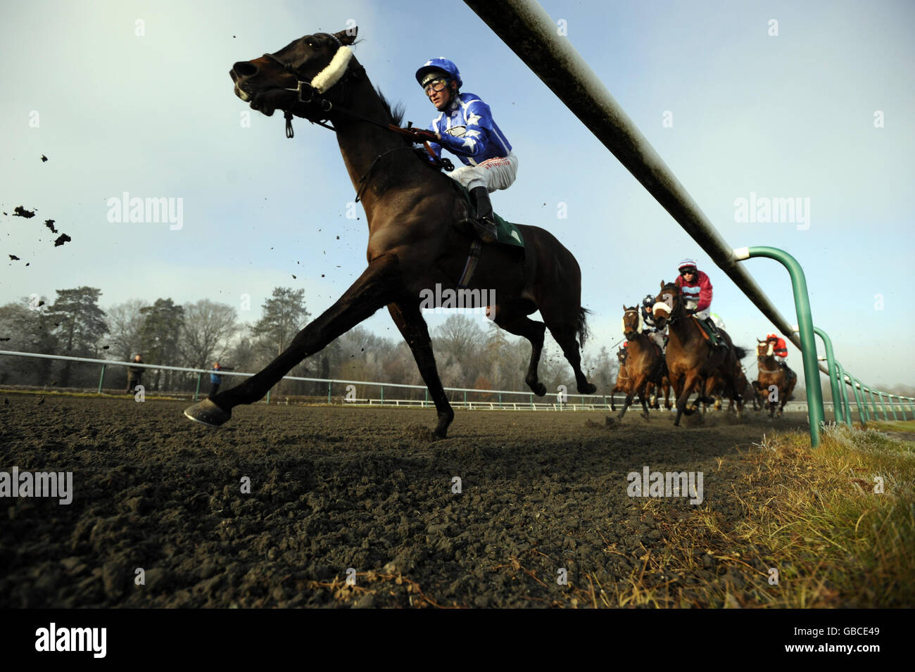 Horse Racing - Lingfield Park Racecourse. Faintly Hopeful and jockey ...
