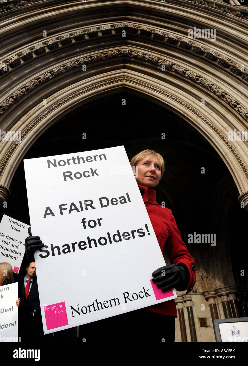 Linda Dixon from South Shields poses as shareholders from Northern Rock ...