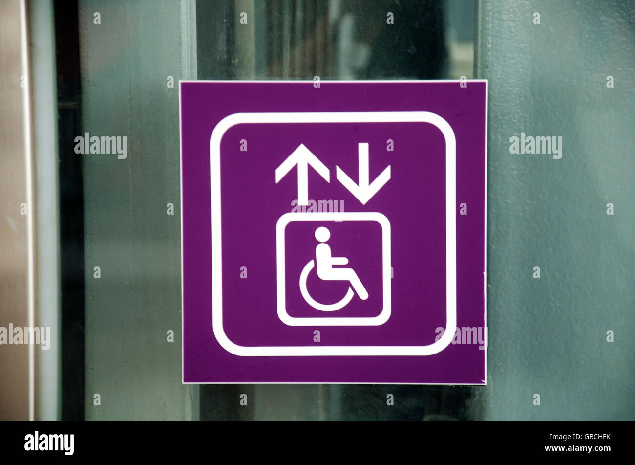 Symbol label lift or escalator for person disabled for moving up and ...