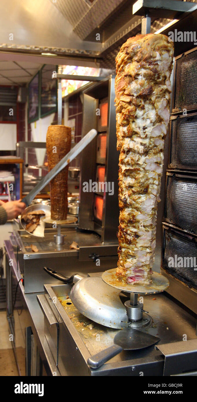 Kebab meat in a kebab shop in stockwell hi-res stock photography and ...