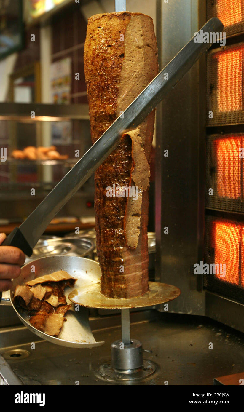 Kebab meat in a kebab shop in stockwell hi-res stock photography and ...