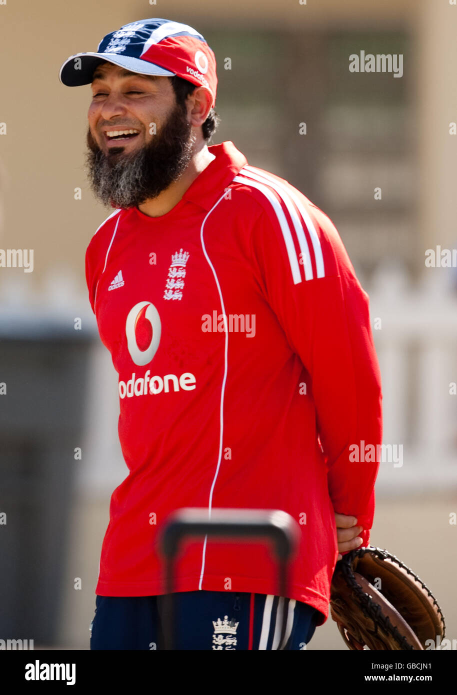 England spin bowling coach Mushtaq Ahmed during a nets session at Warren Park Cricket Ground, St ...