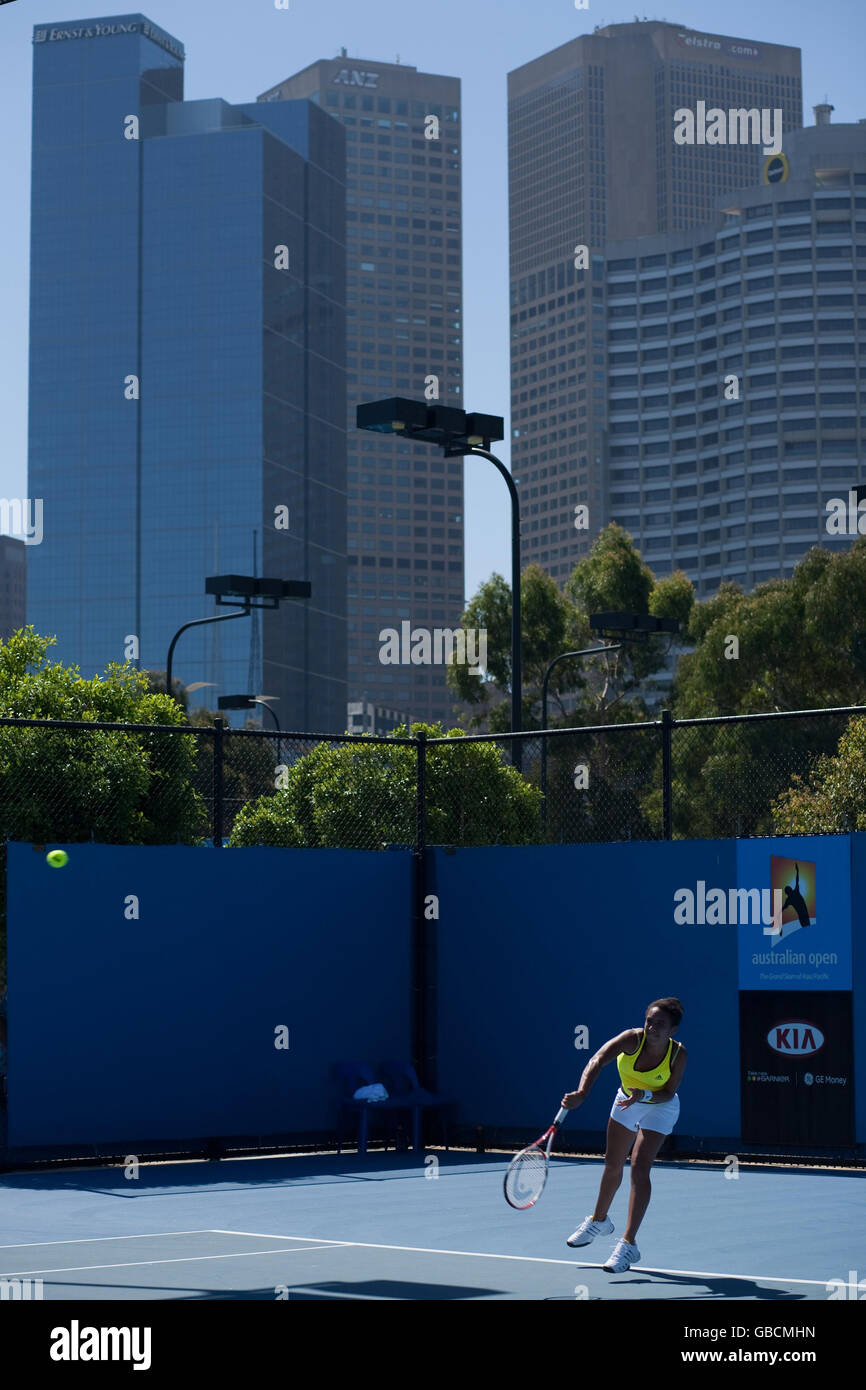 A general view of Great Britain's Heather Watson in action against ...