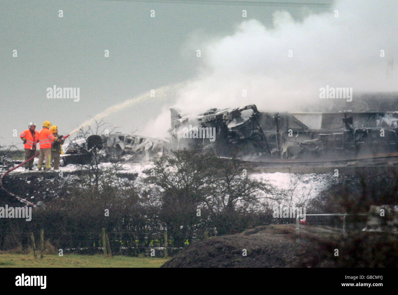 Freight train derailed Stock Photo - Alamy