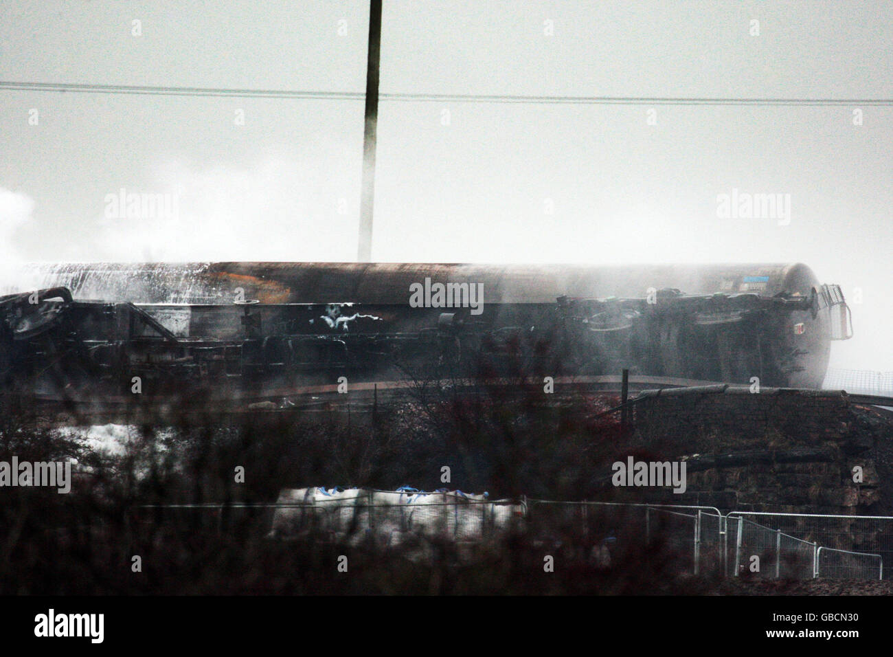 The scene of an 'intensive' blaze after a freight train carrying fuel ...