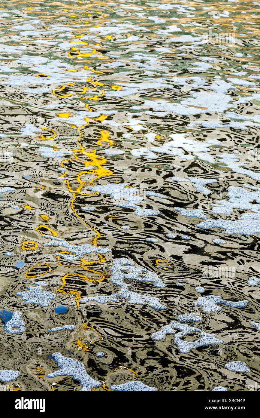 Polluted water surface with different colored patches Stock Photo - Alamy