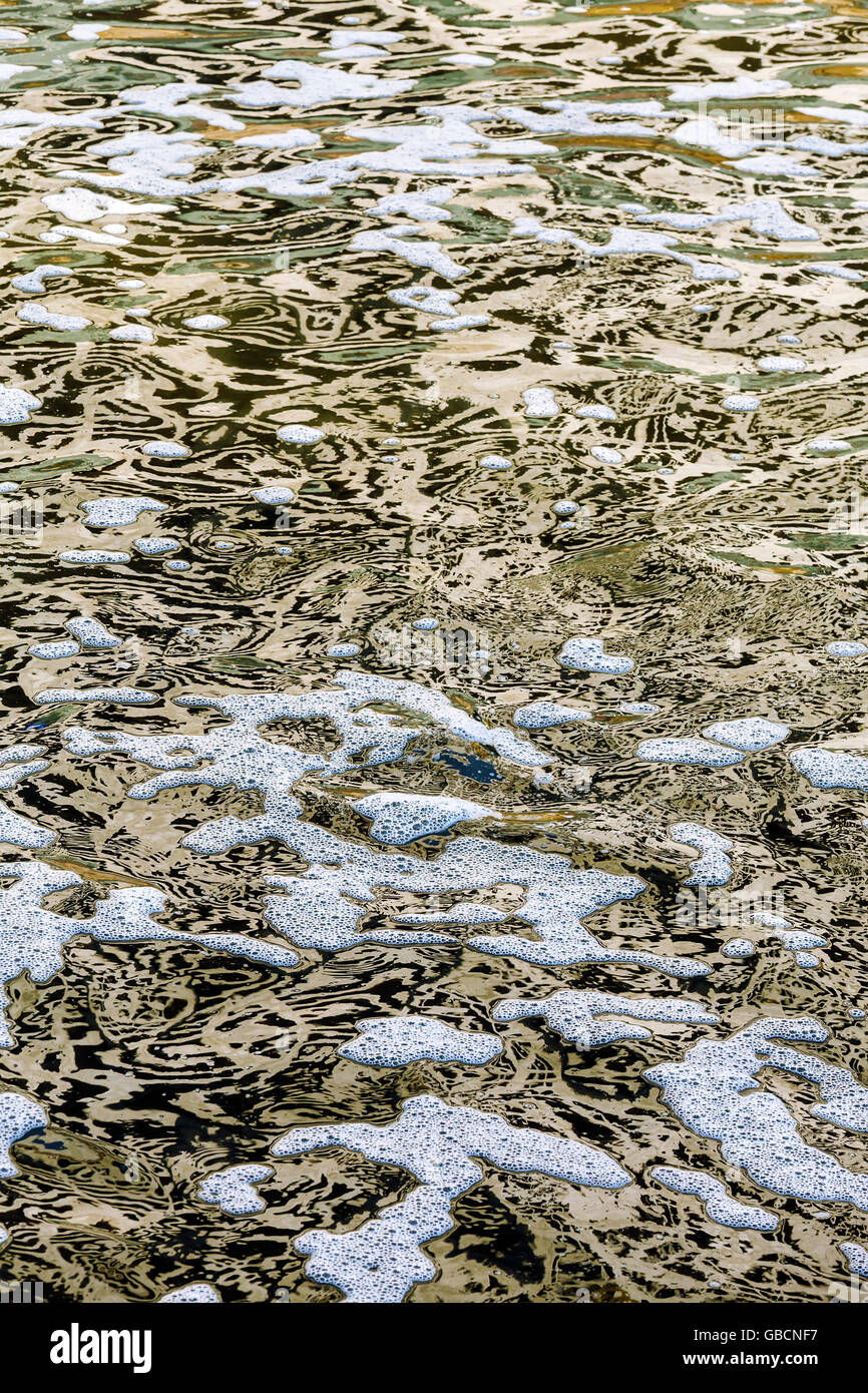 Polluted water with different colored patches on surface Stock Photo ...