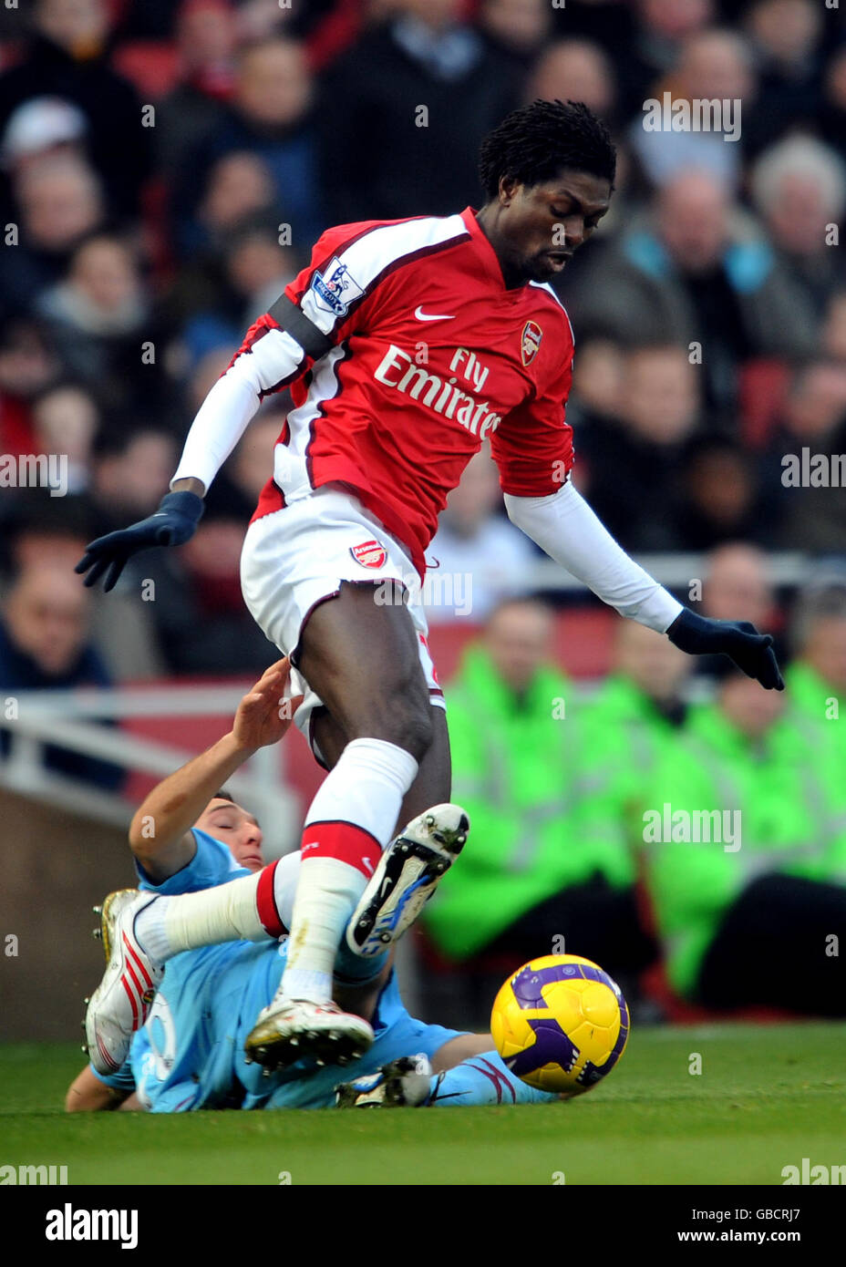 Arsenal's Emmanuel Adebayor during the Barclays Premier League match at ...