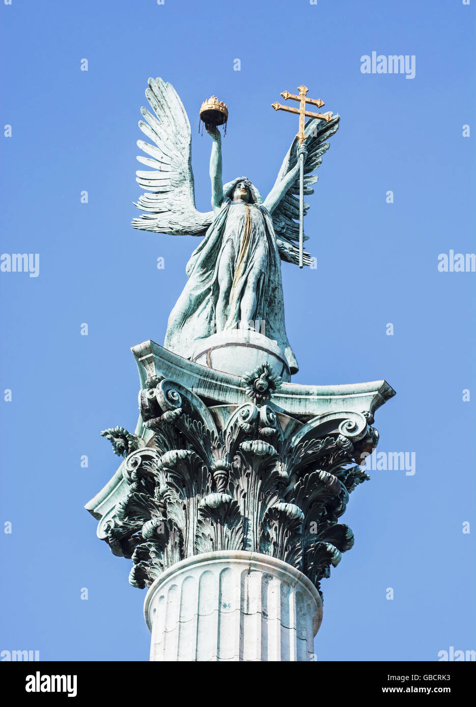Millennium monument in Heroes square, Budapest, Hungary. Architectural ...
