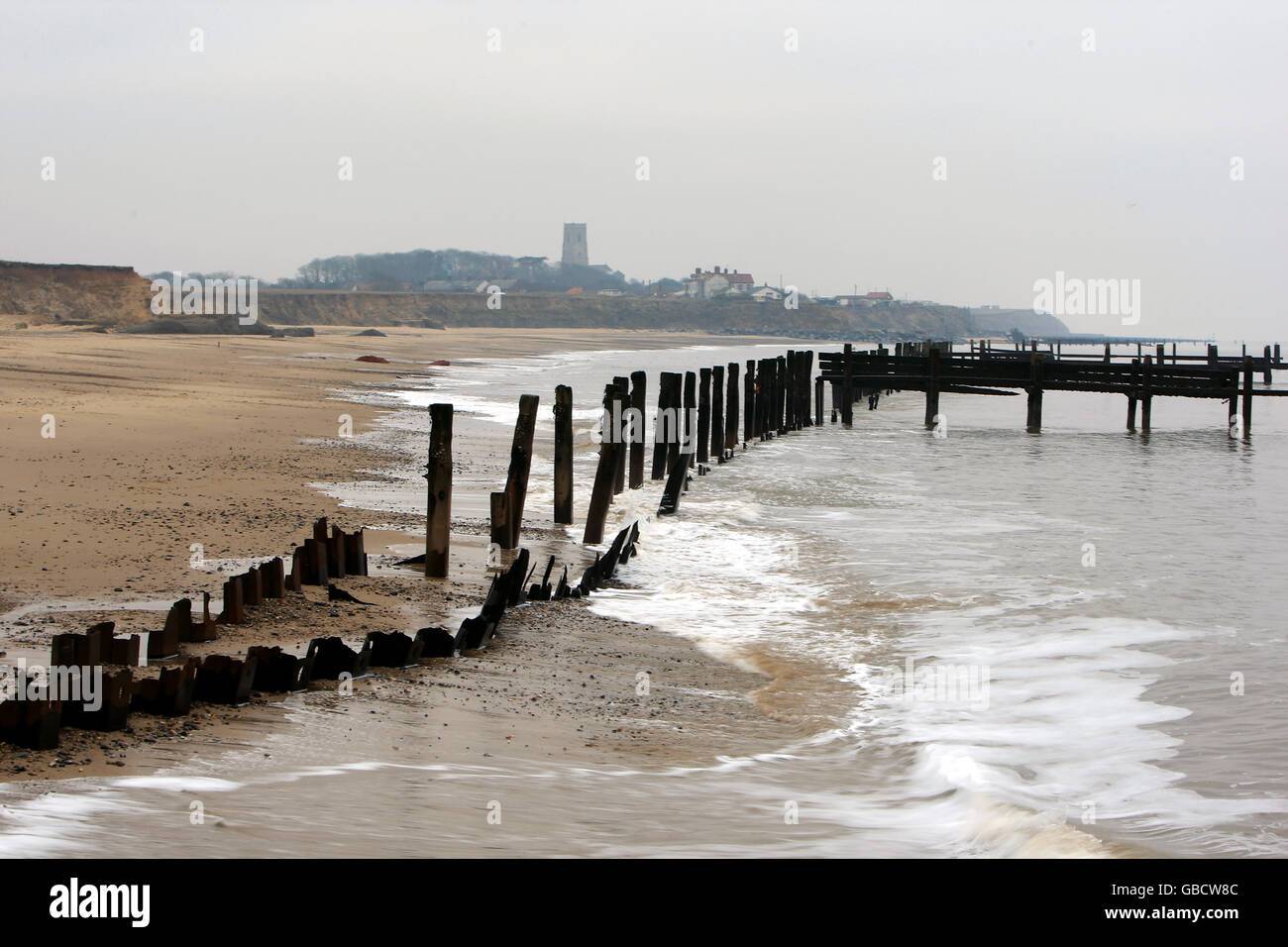 A general view of the wooden sea defences built in the late '50s at ...