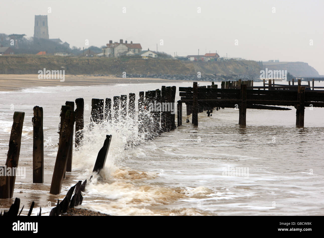 A general view of the wooden sea defences built in the late '50s at ...