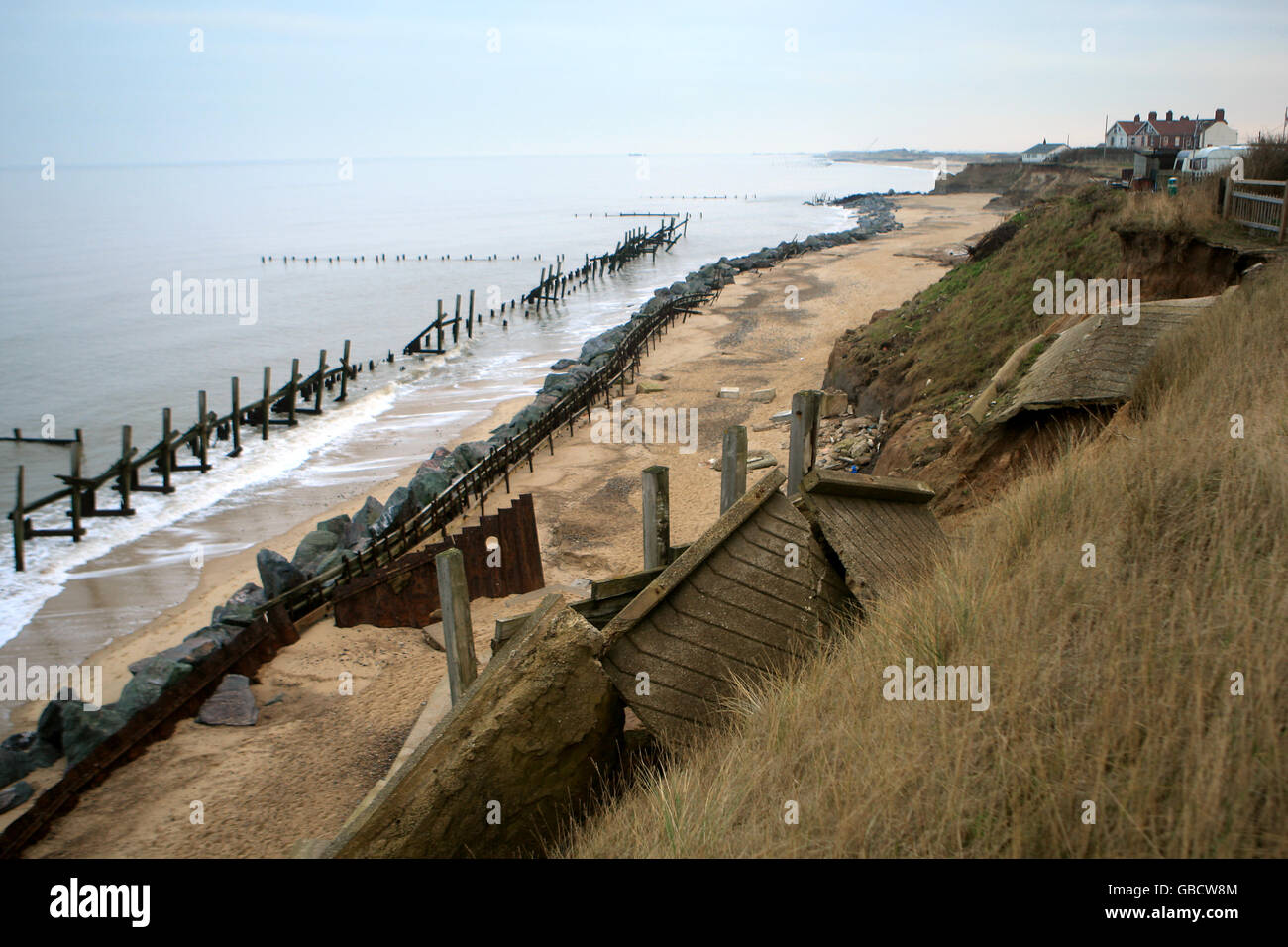 A general view of the wooden sea defences built in the late '50s at ...