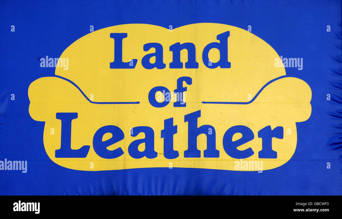 A general view of a banner outside of a Land of Leather store in Edge ...
