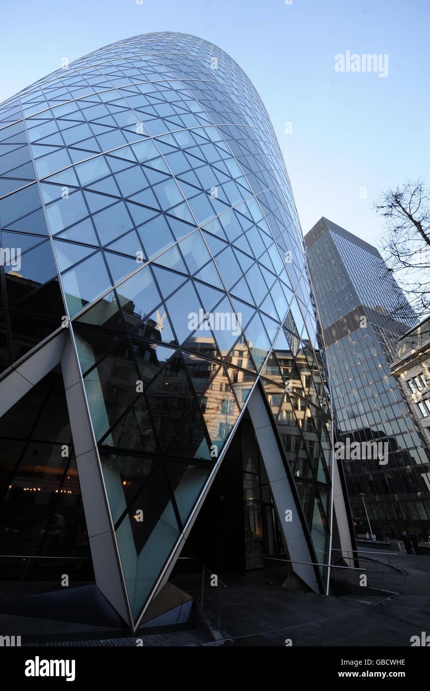 A general view of the Gherkin at 30 St Mary Axe in the City of London ...