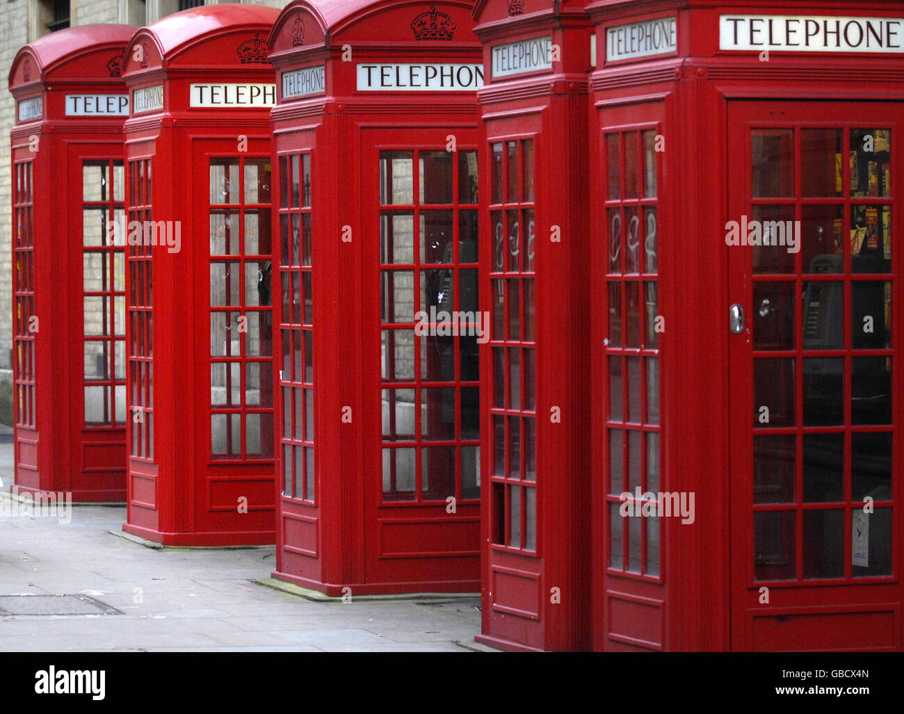 Classic London telephone boxes pictured in Covent Garden, London Stock ...