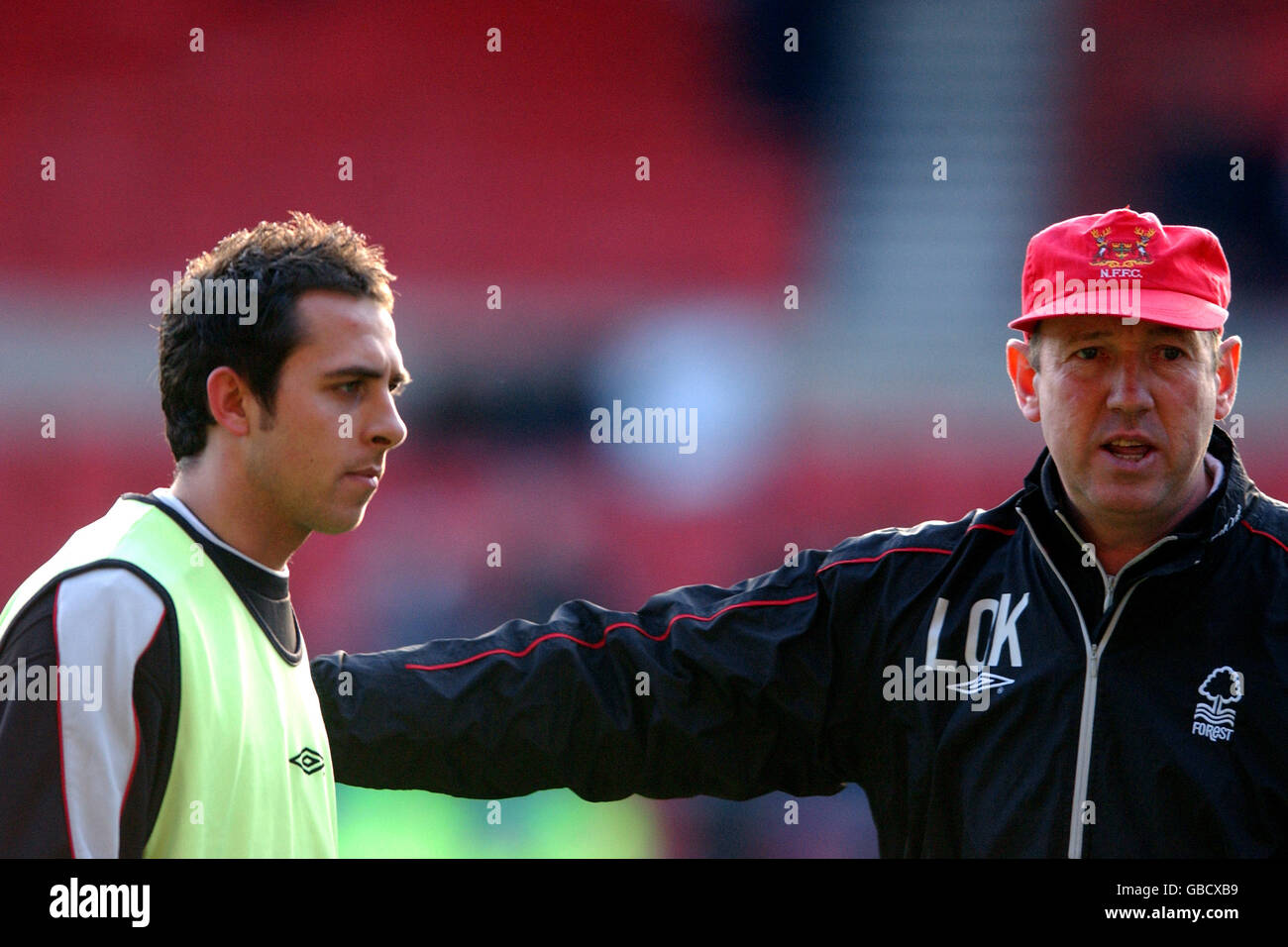 Nottingham Forest's First Team coach Liam O'Kane (r) talks to new loan ...