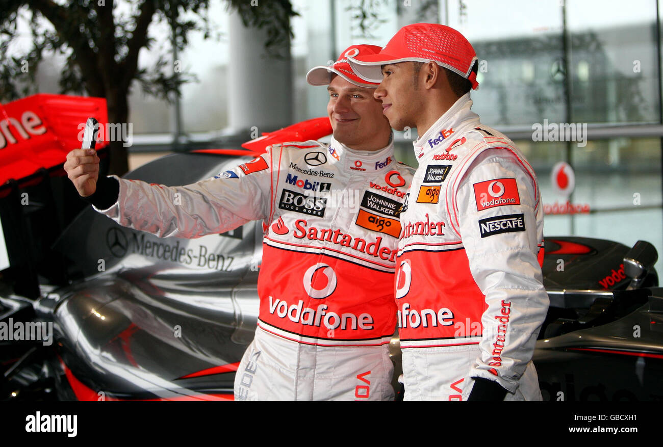 Vodafone McLaren Mercedes driver Lewis Hamilton (right) and Heikki ...