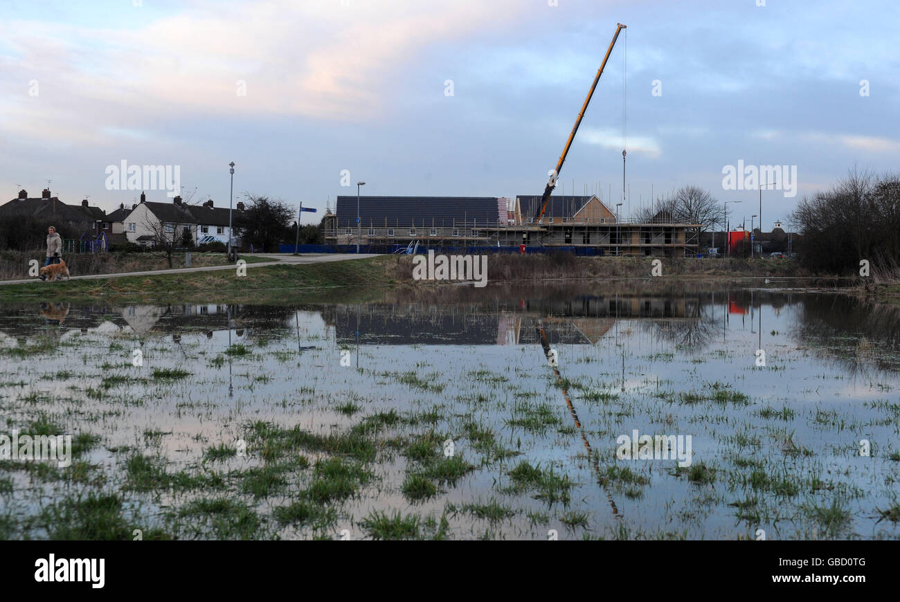 A new housing estate in Chelmsford, Essex, built on reclaimed flood ...