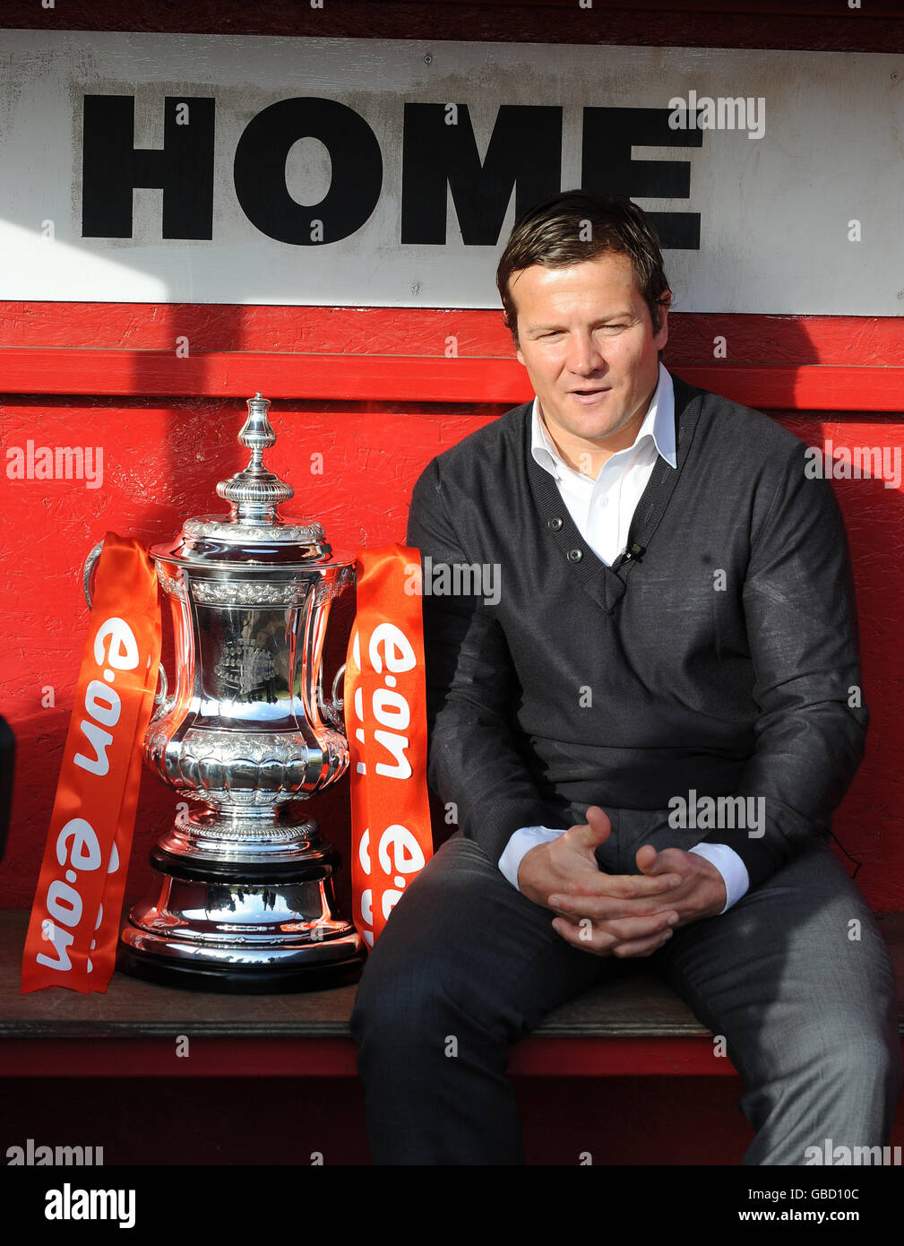 Kettering towns manager mark cooper with fa cup hi-res stock ...
