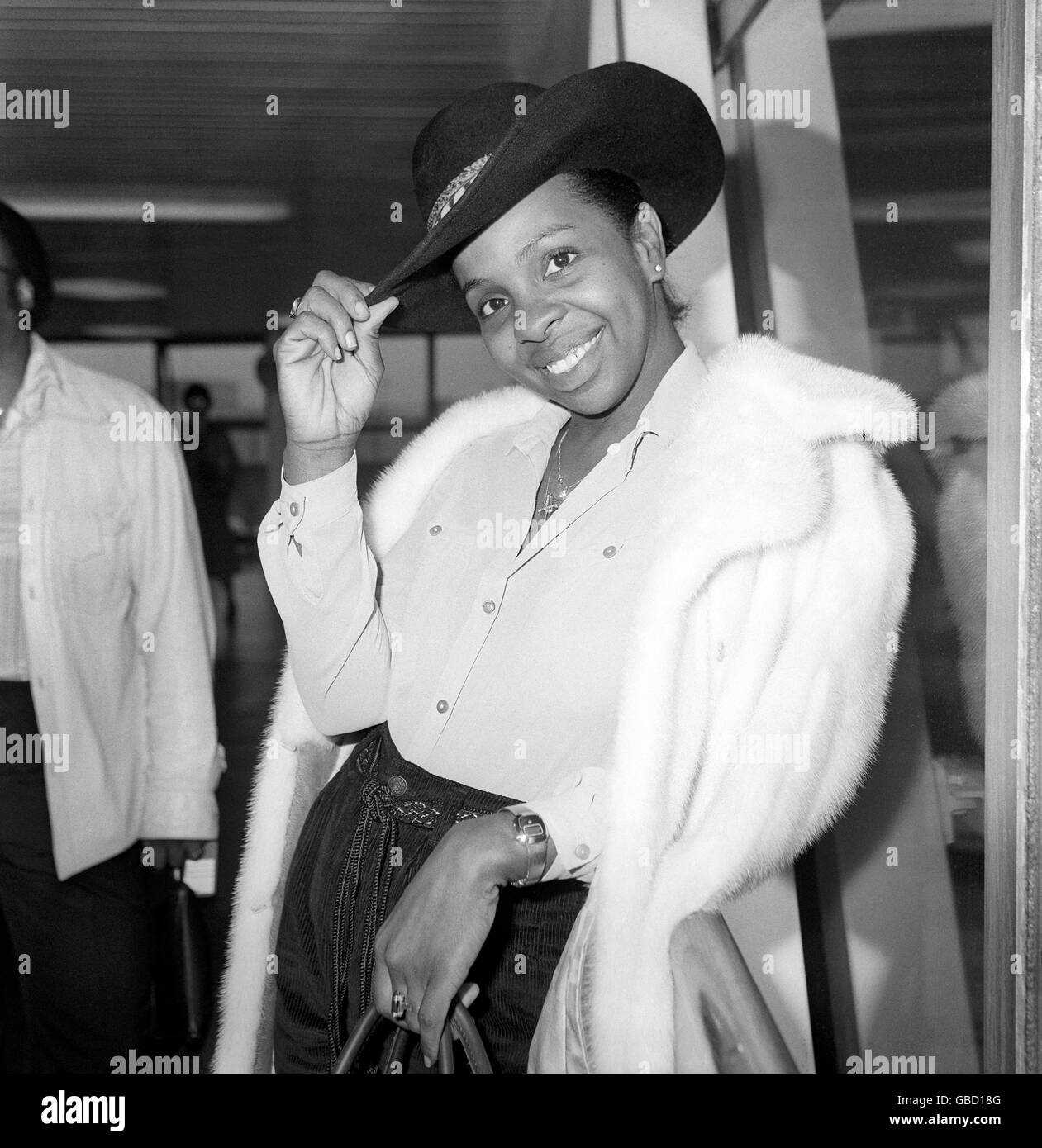 American soul singer Gladys Knight at Heathrow Airport when she arrived ...