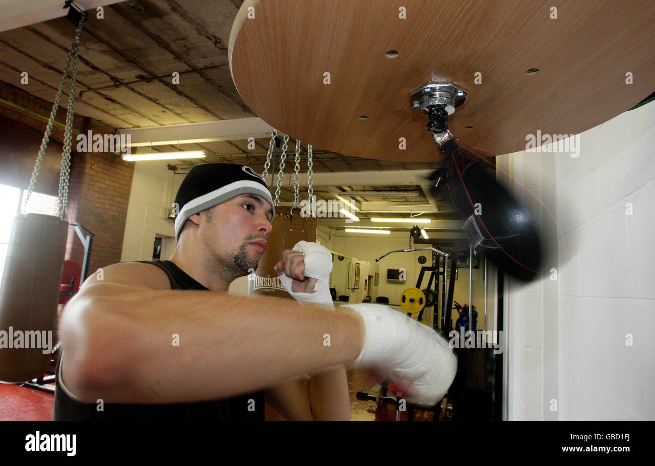 Boxer Tony Bellew during a training session at Former WBU Middleweight ...