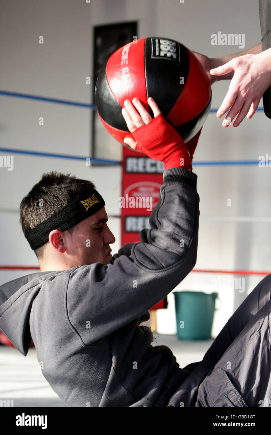 Boxer Anthony Crolla during a training session at Arnies Gym ...