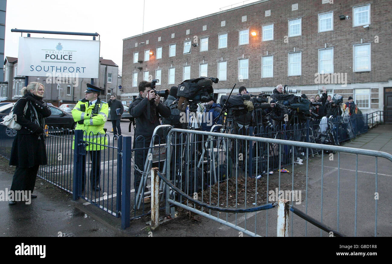 The media await the arrival of Liverpool and England footballer Steven ...