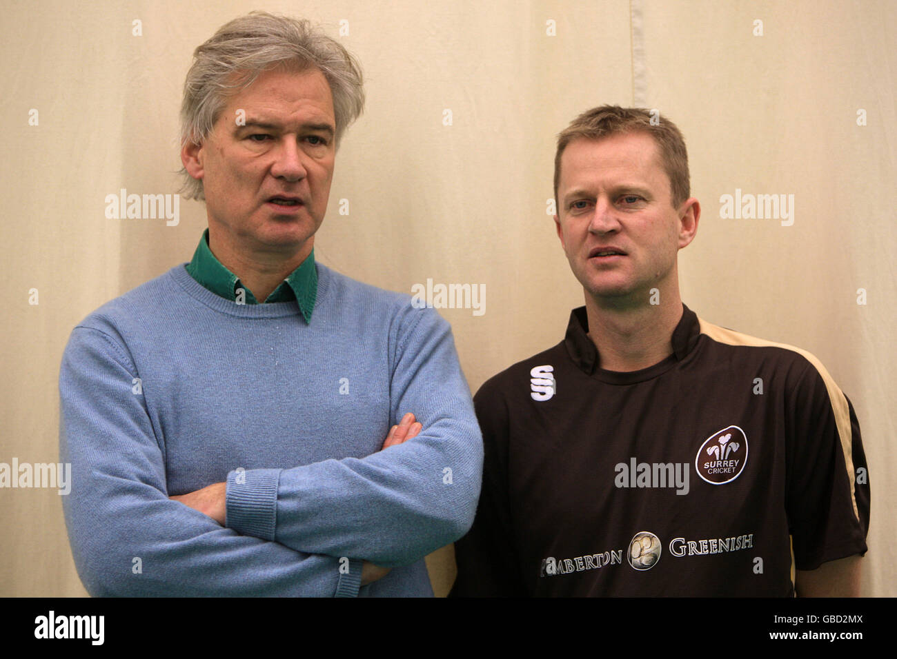 Surrey Academy's coach Gareth Townsend and Damien Greenish during the ...