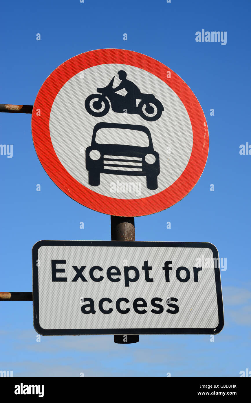 no entry warning sign for vehicles except for excess on street selby ...