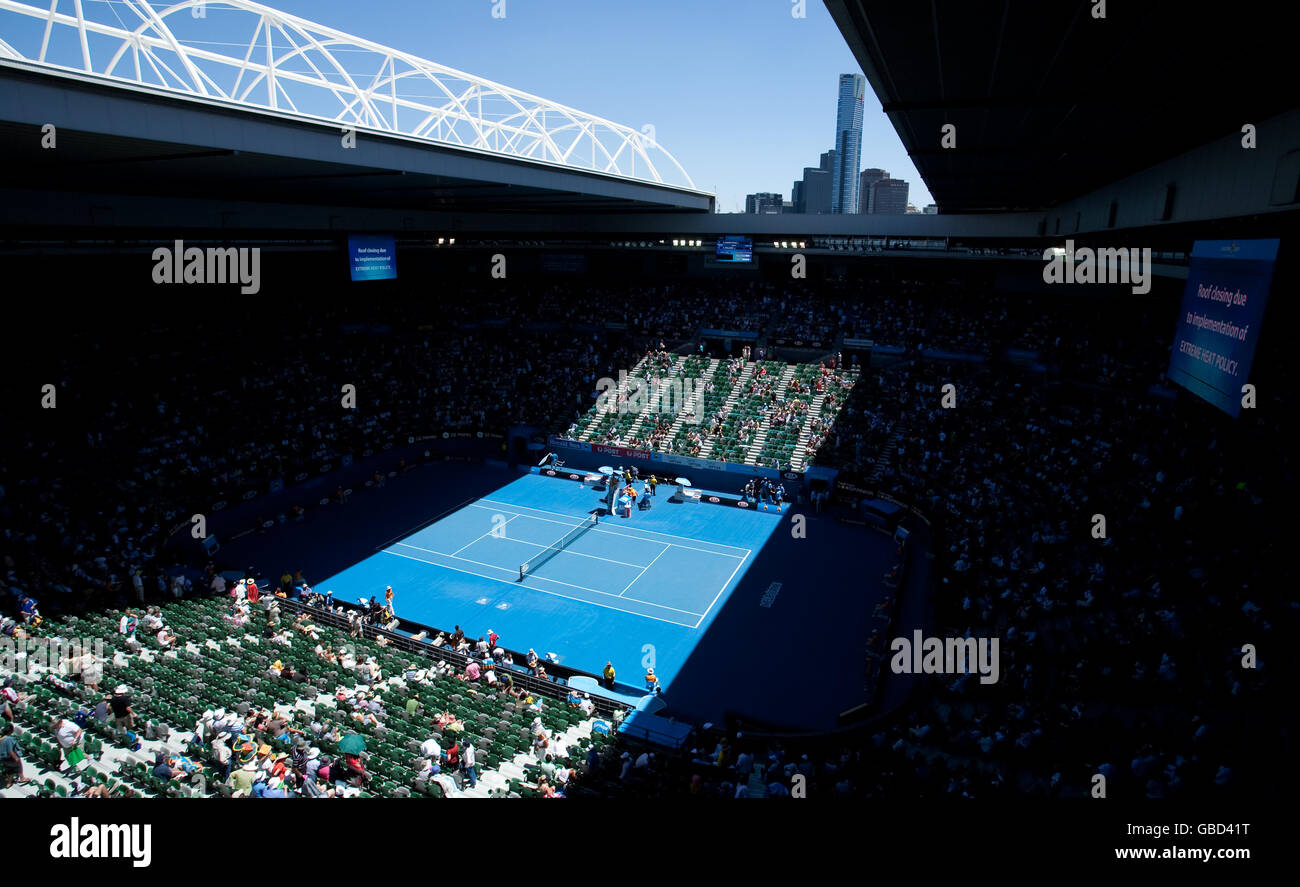 The Rod Laver Arena has its roof closed due to extreme heat conditions ...