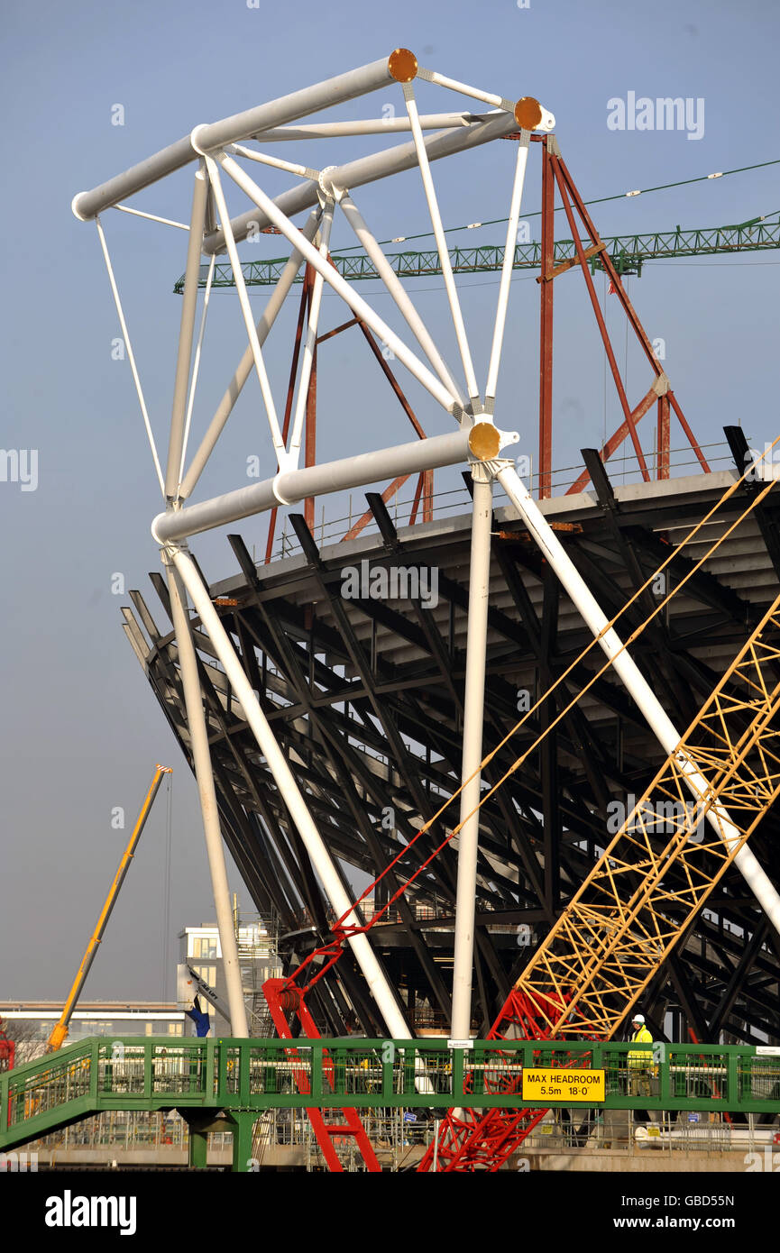 The first section of the roof support for the 2012 Olympic stadium is ...